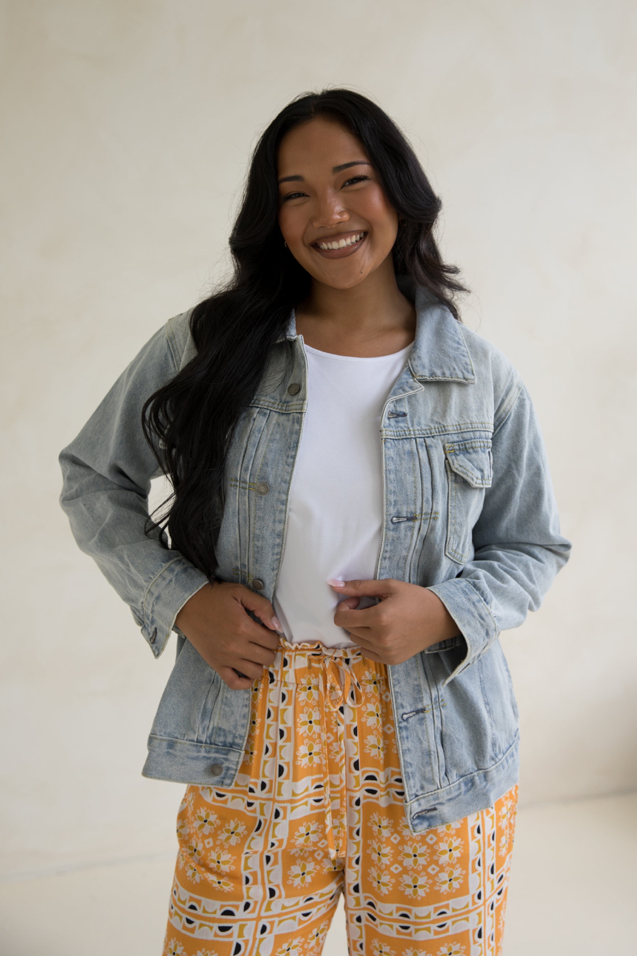 Plus-Sized Denim Jackets | PQ Collection | Denim Basic Jacket in Light ...