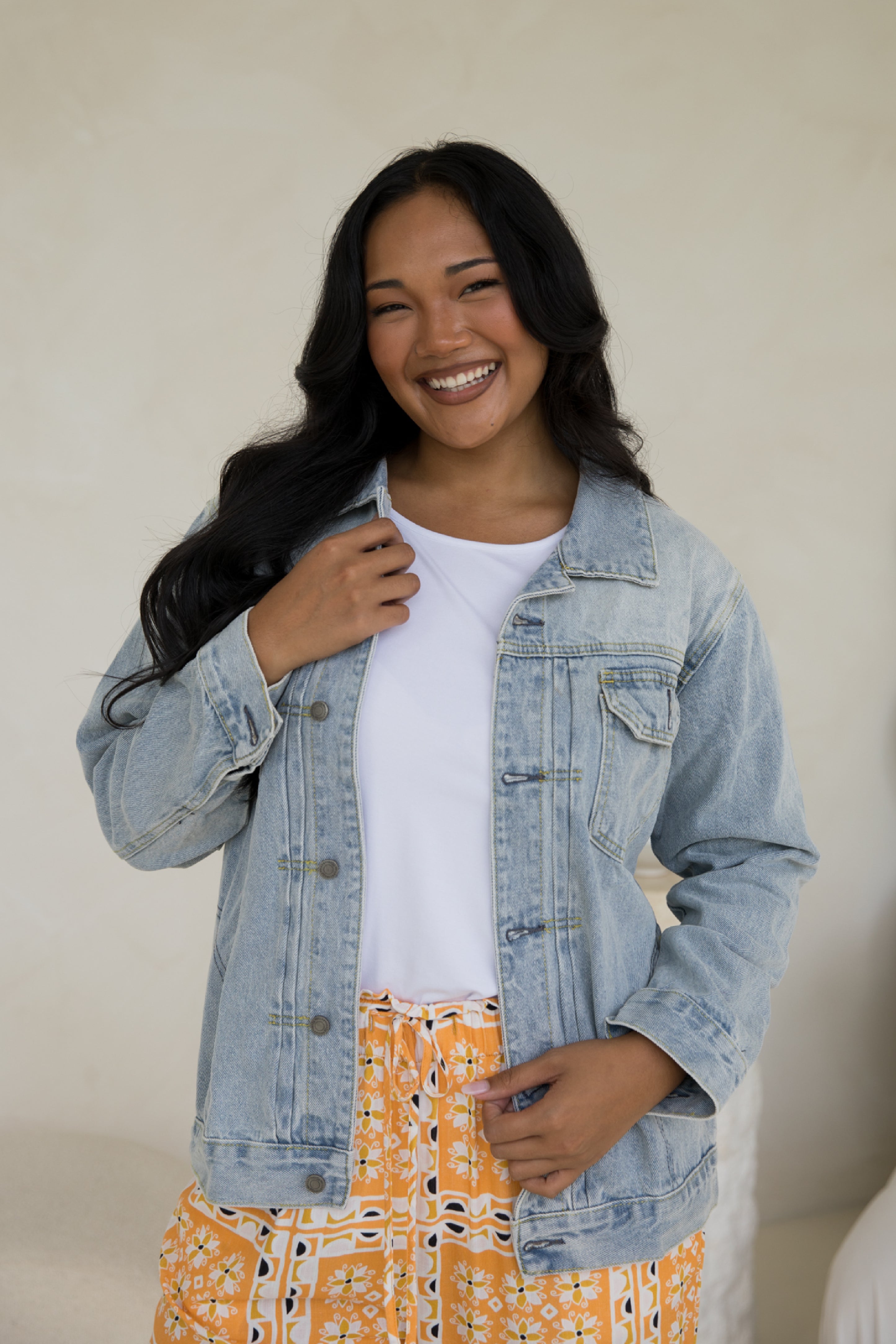 Plus-Sized Denim Jackets | PQ Collection | Denim Basic Jacket in Light ...