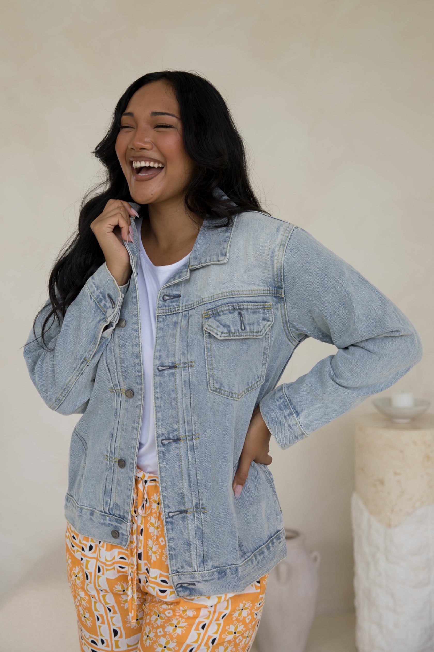 Plus-Sized Denim Jackets | PQ Collection | Denim Basic Jacket in Light ...