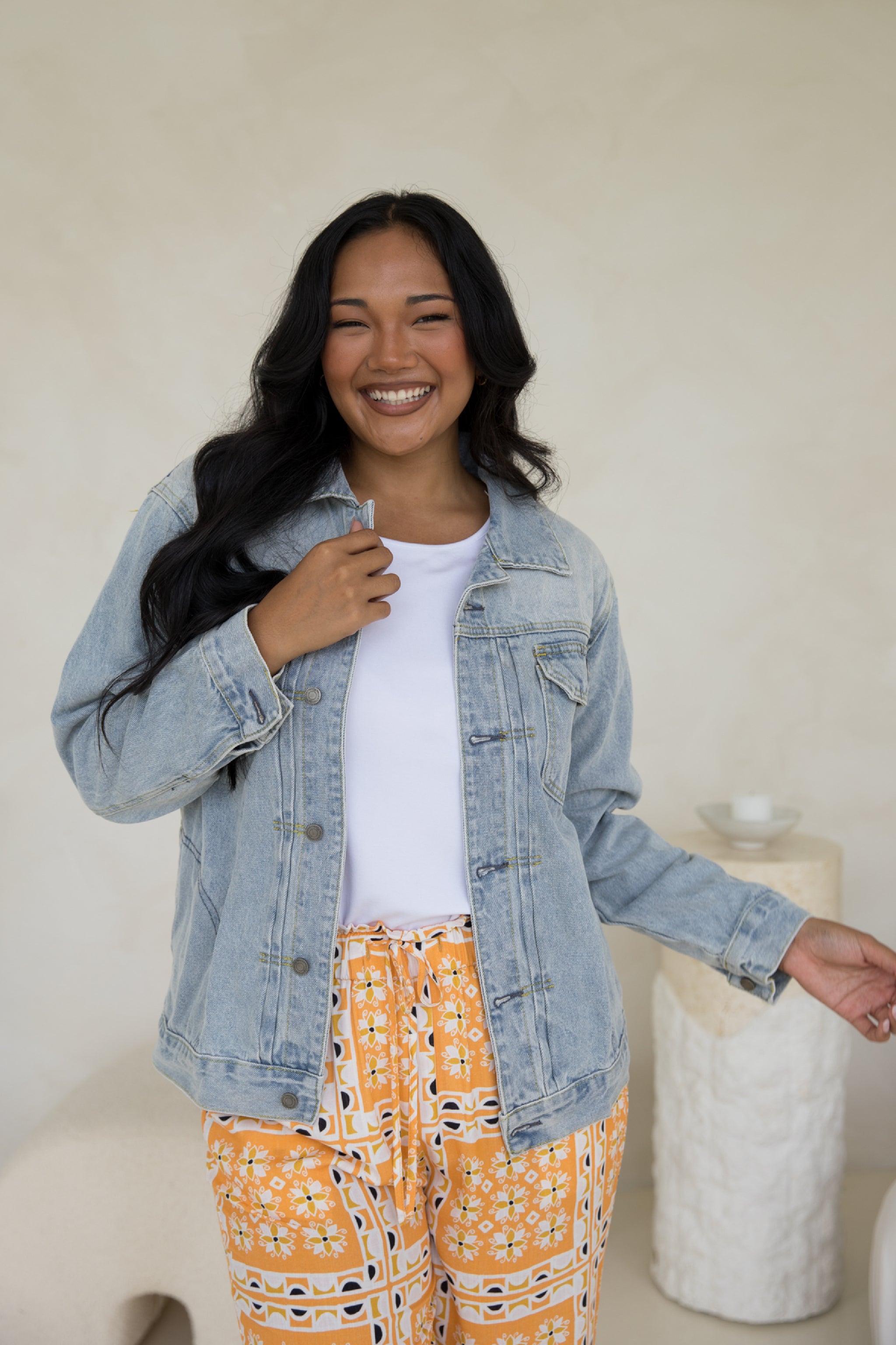 Plus-Sized Denim Jackets | PQ Collection | Denim Basic Jacket in Light ...