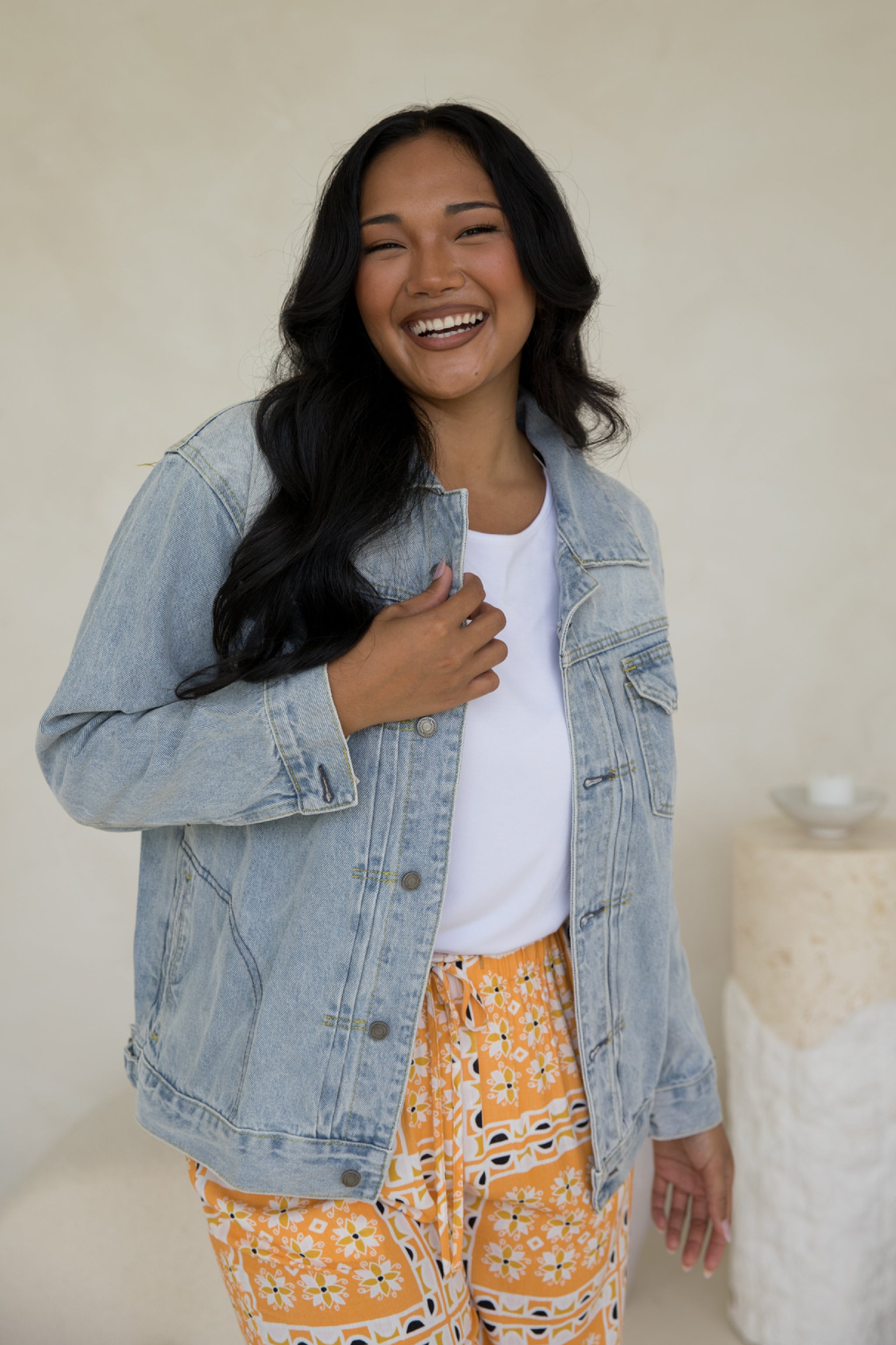 Plus-Sized Denim Jackets | PQ Collection | Denim Basic Jacket in Light ...