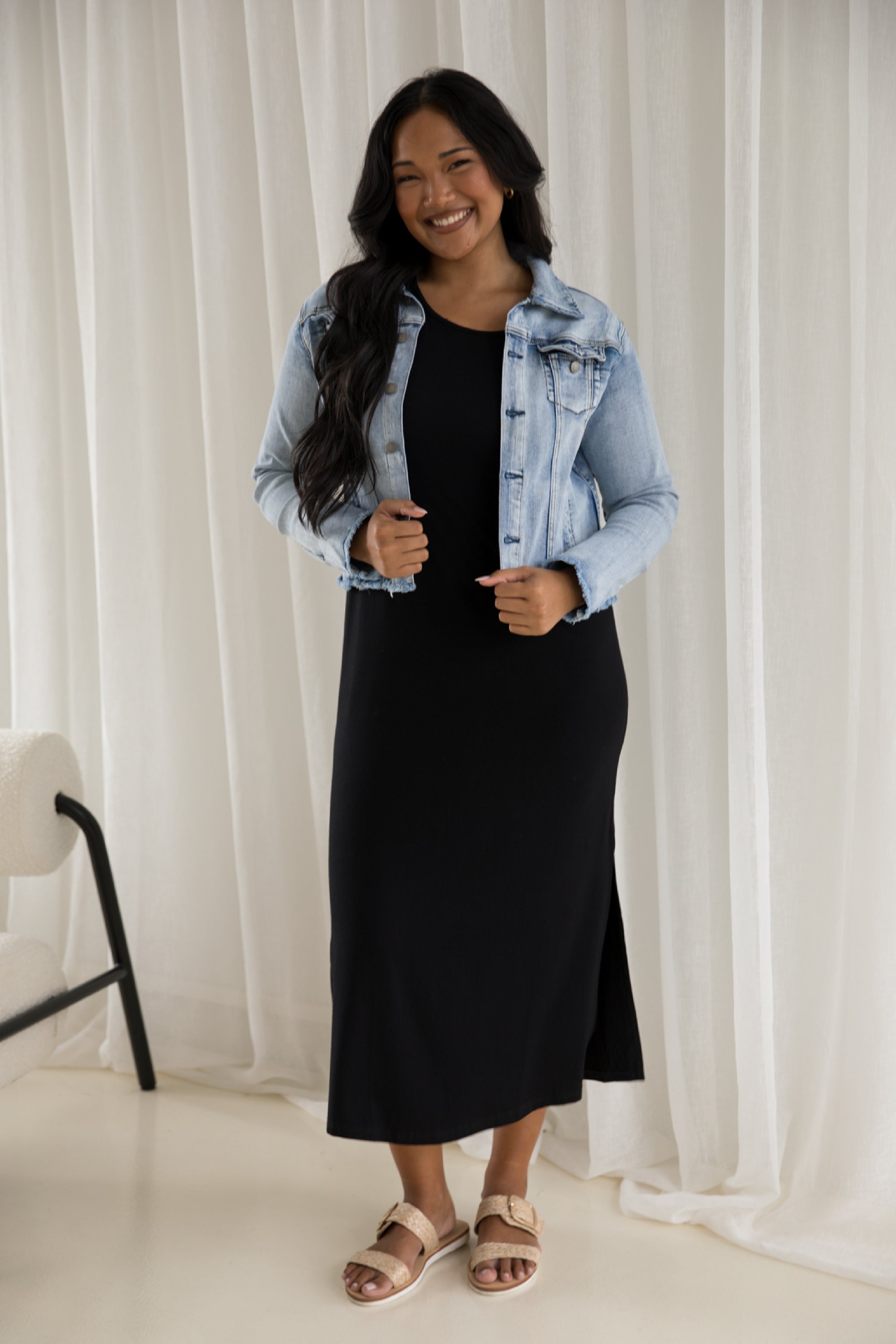 Frayed Denim Jacket in Light Blue | Shop PQ Collection