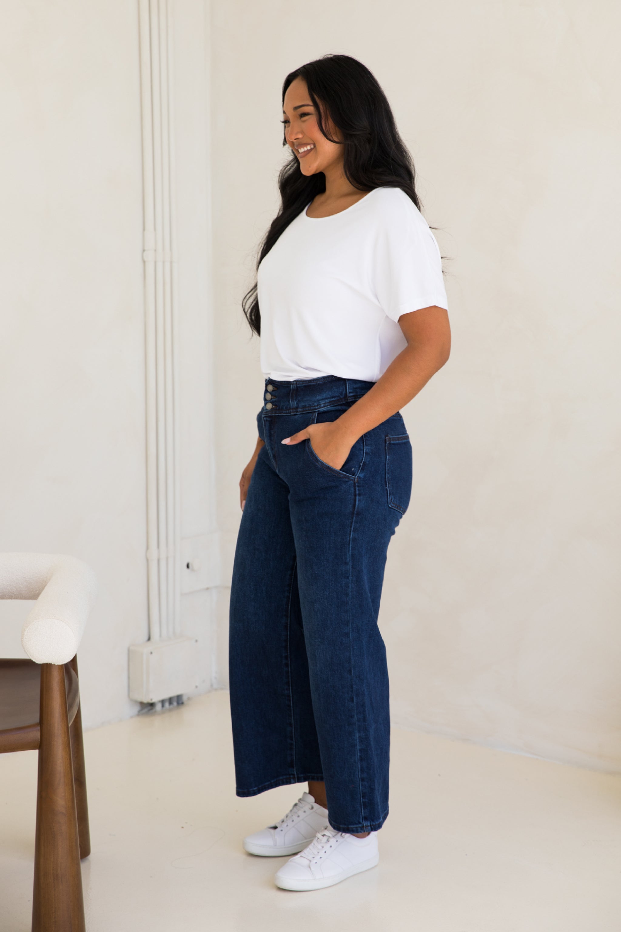 Plus-Sized Dark Denim Jeans | PQ Collection | Wide Leg Jean