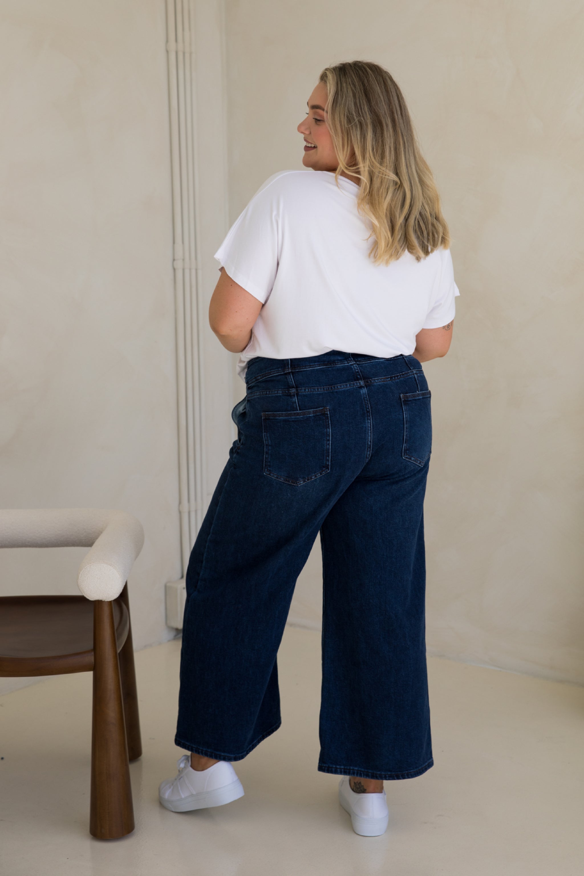 Plus-Sized Dark Denim Jeans | PQ Collection | Wide Leg Jean
